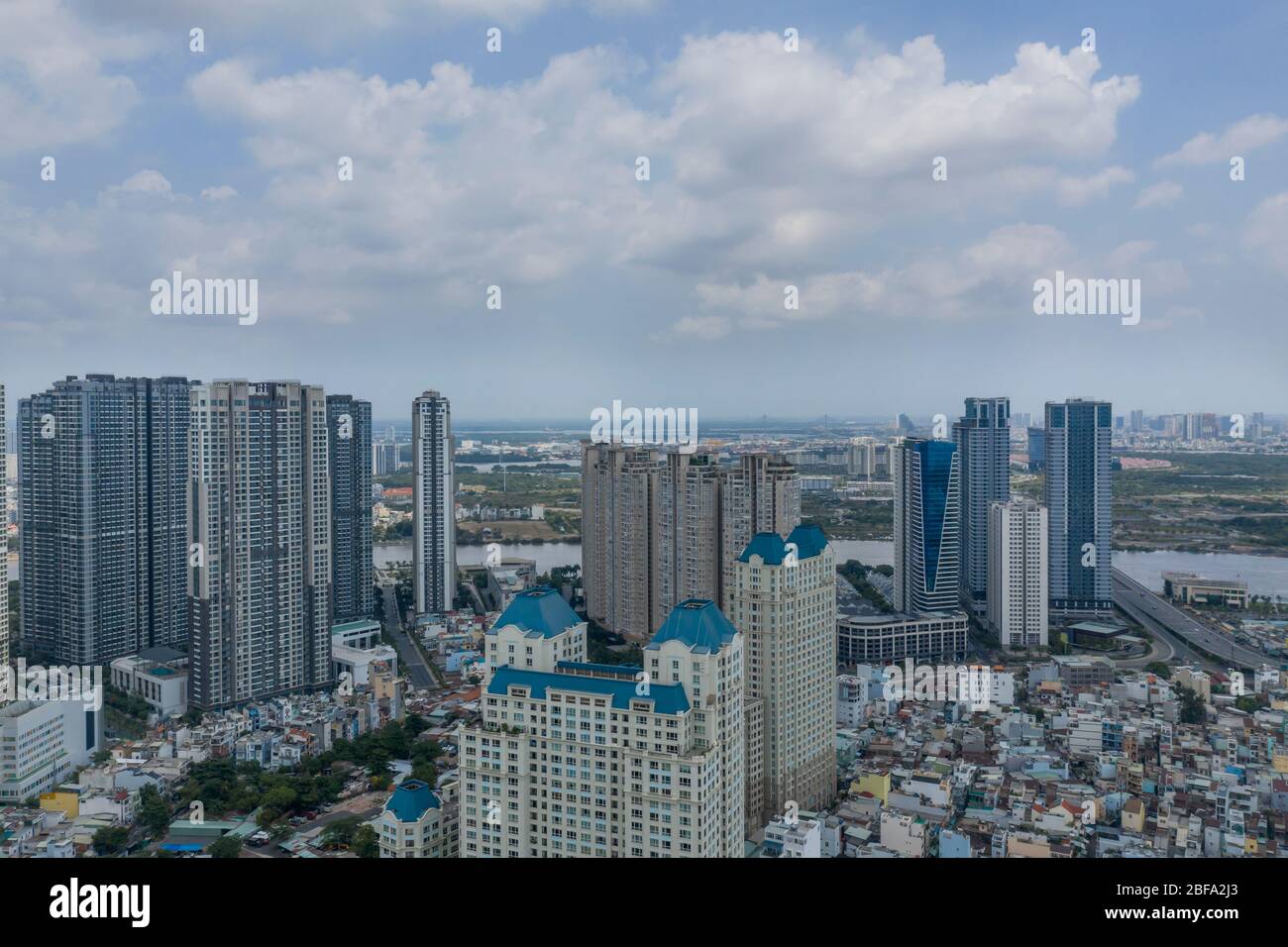Aerial view of ultra modern high rise developments in Ho Chi Minh City ...