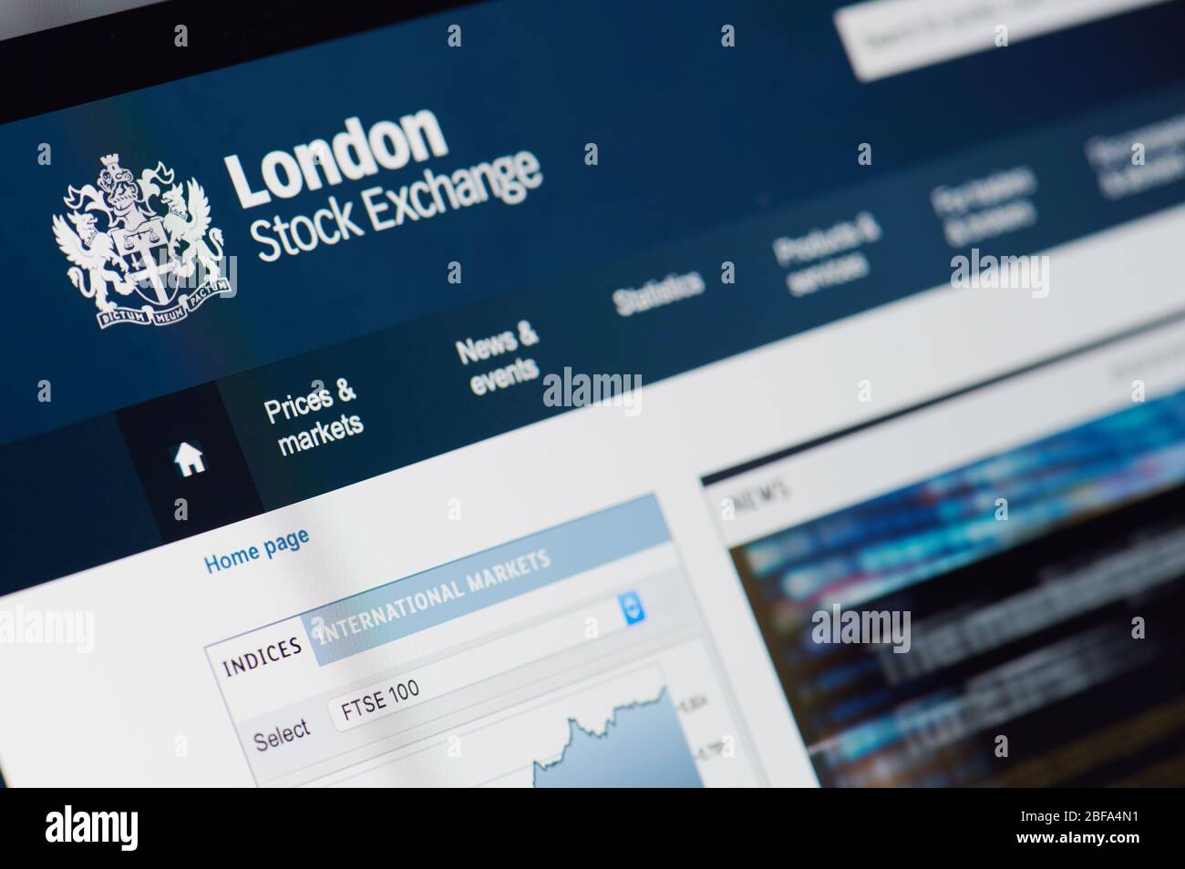 New-York , USA - April 17 , 2020: Using London Stock Exchange close up ...