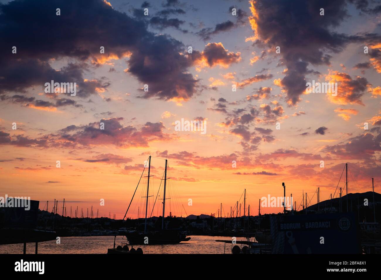Bodrum Downtown with castle, beach and marina. View of Bodrum Beach ...