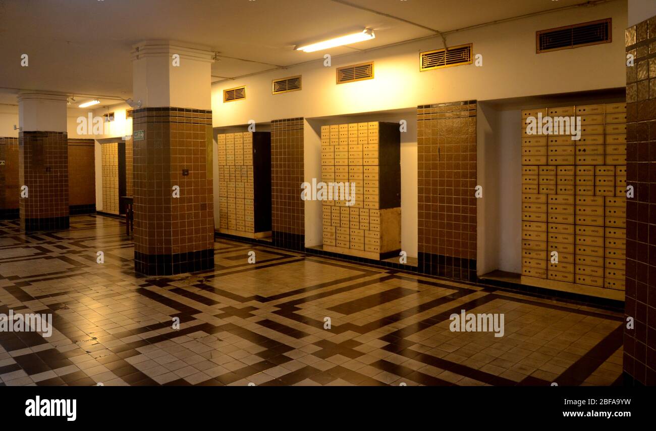 An empty safety deposit boxes room inside a bank Stock Photo - Alamy