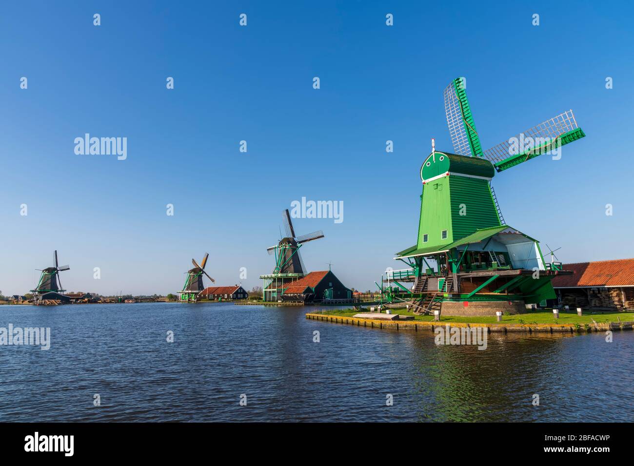 Aerial view of a old dutch traditional windmill on the rural ...