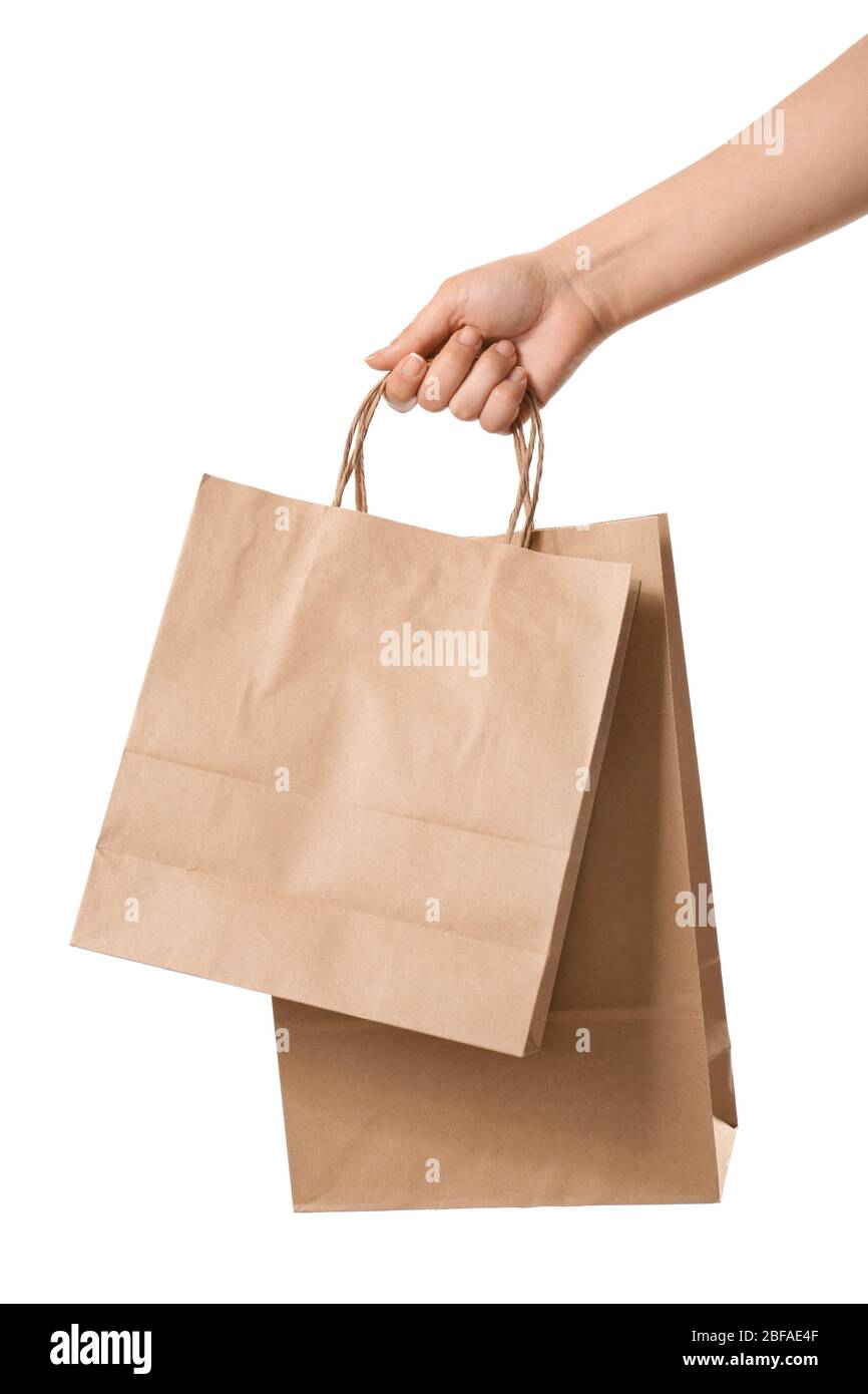 Female shopaholic paper bags Cut Out Stock Images & Pictures - Alamy