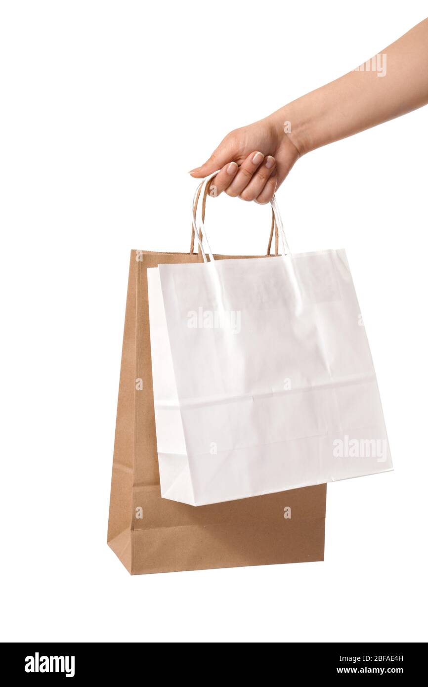 Female shopaholic paper bags Cut Out Stock Images & Pictures - Alamy