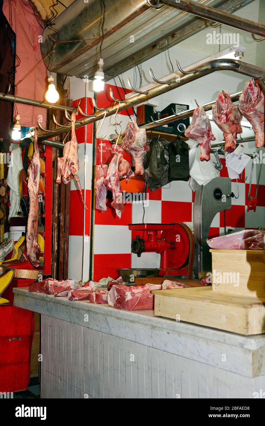 Morocco, butcher shop in the souk of Fez Stock Photo - Alamy