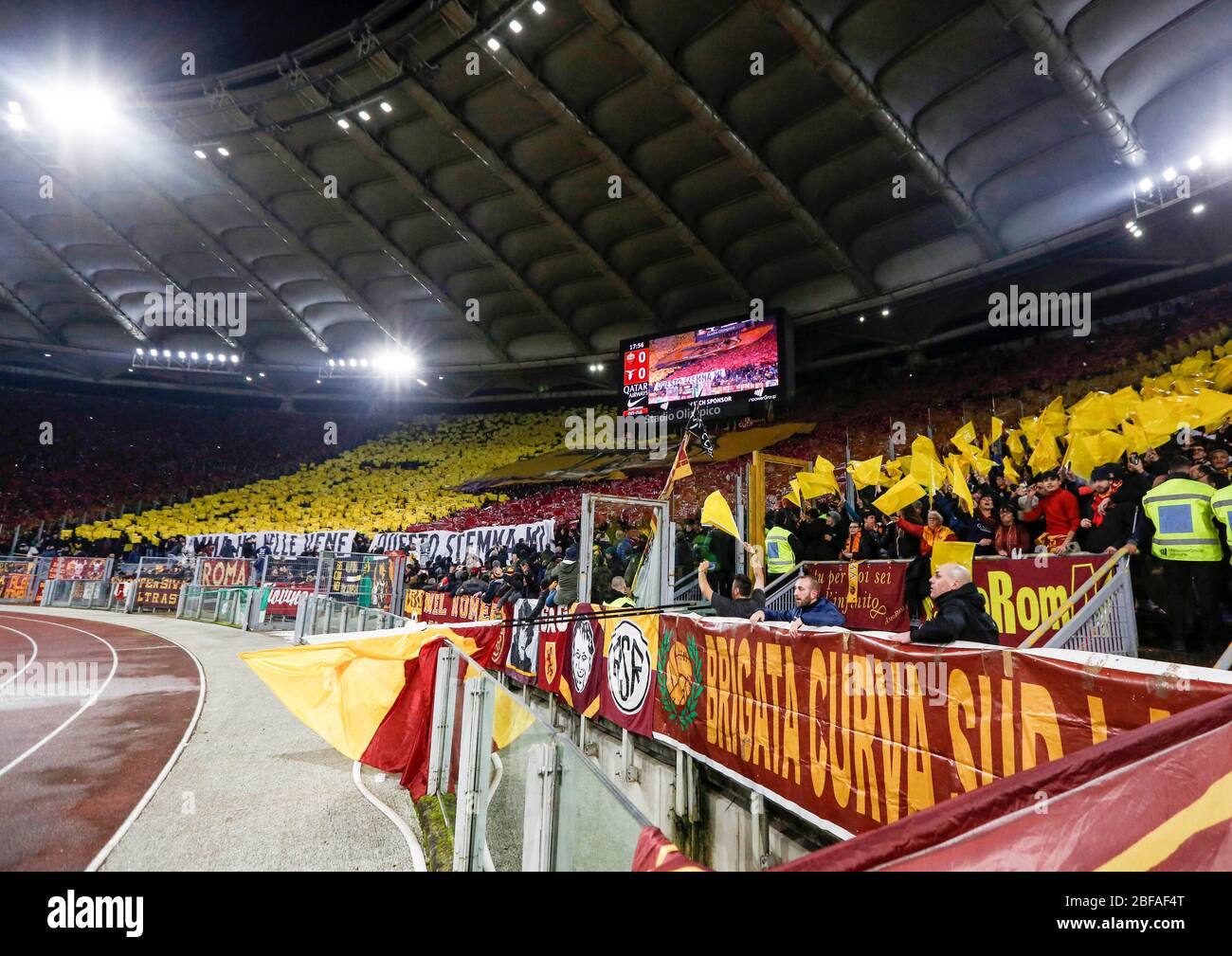Rome, Italy, January 26, 2020. Roma fans wave flags during the Serie A ...