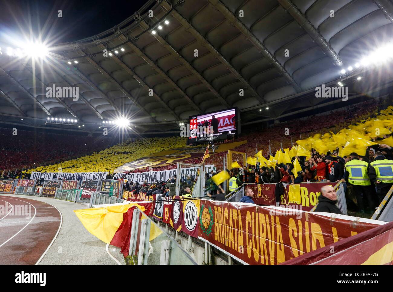 Rome, Italy, January 26, 2020. Roma fans wave flags during the Serie A ...