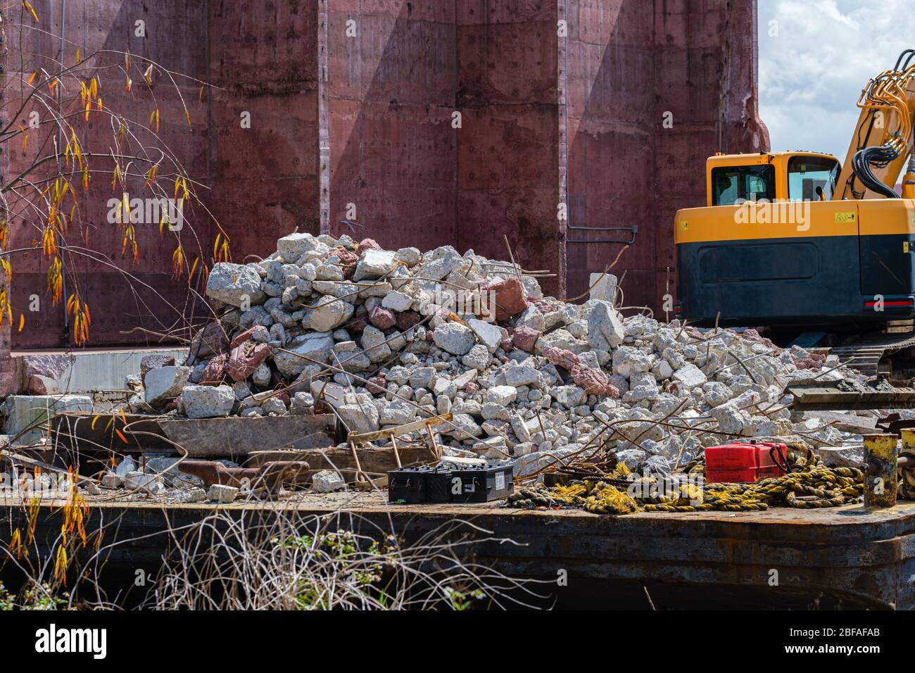 Rubble From Demolished Pier Structure on the Mississippi River in New ...