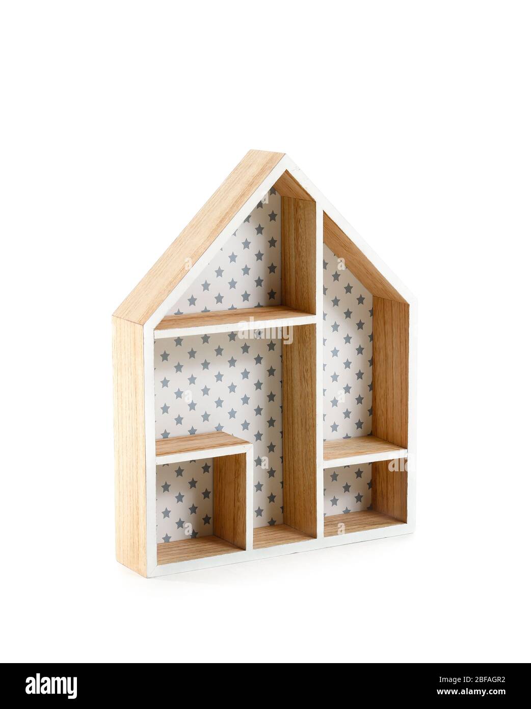 Stylish shelf on white background Stock Photo - Alamy