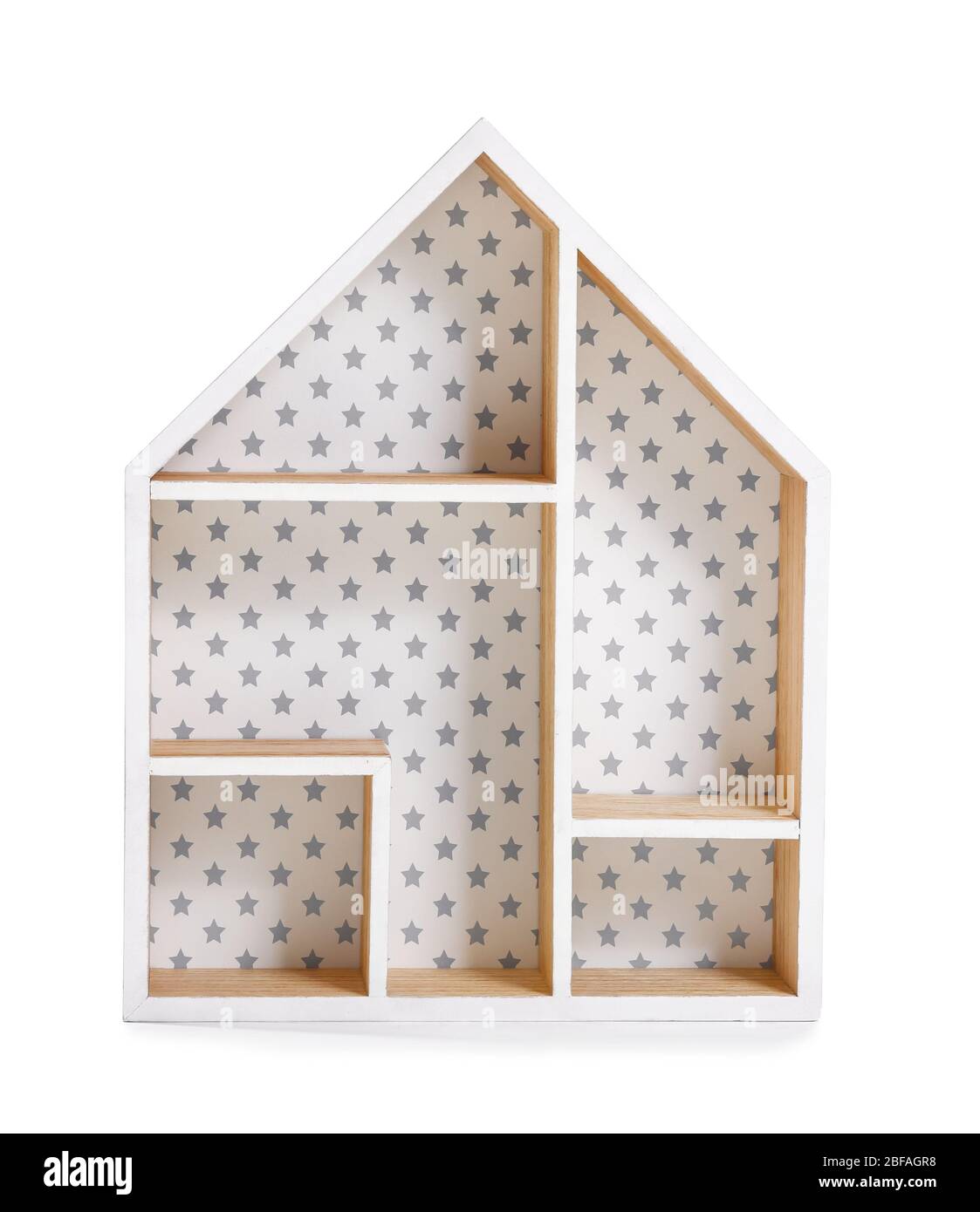 Stylish shelf on white background Stock Photo - Alamy