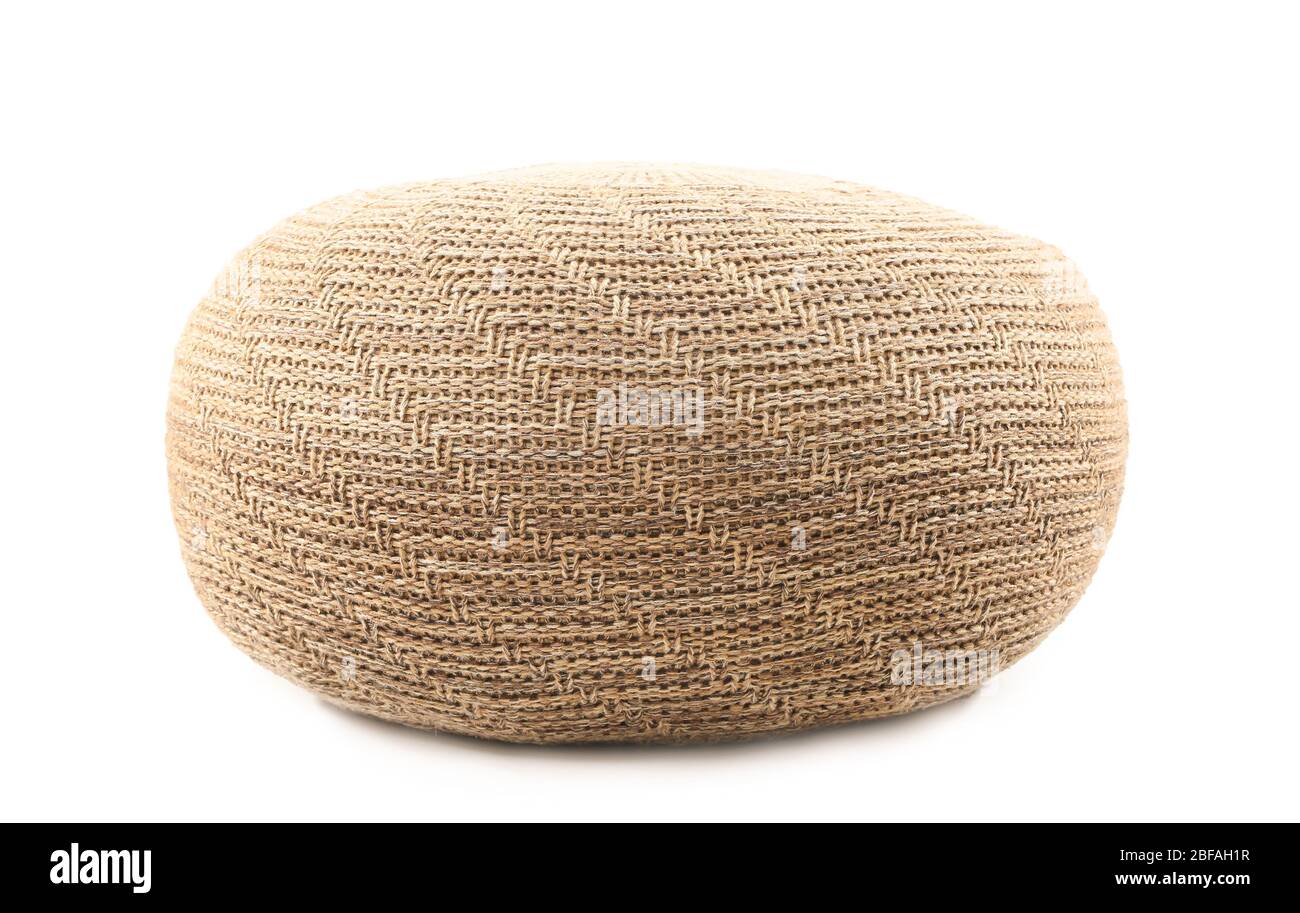 Stylish pouf on white background Stock Photo - Alamy