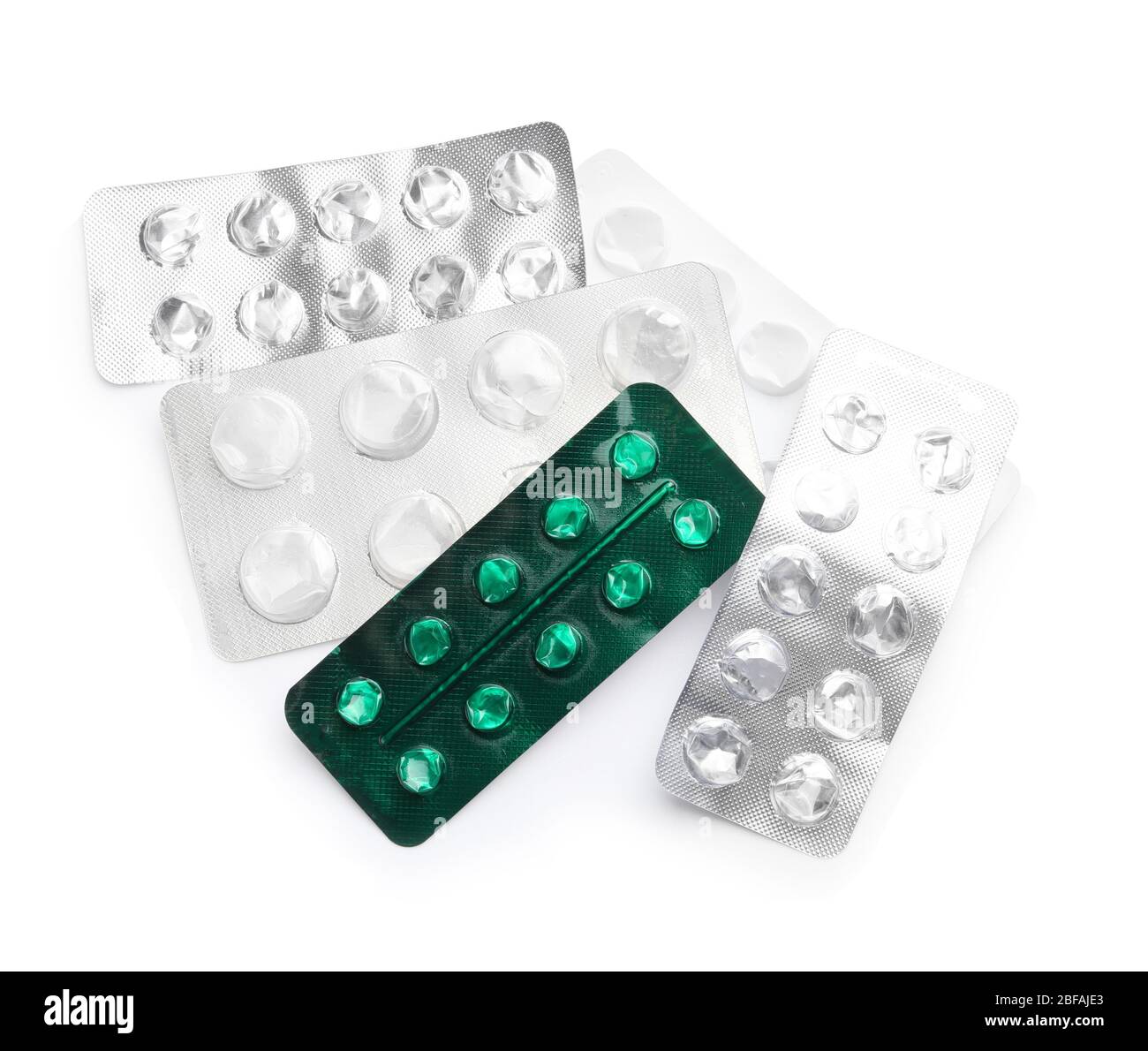 Empty blister packs for pills on white background Stock Photo - Alamy