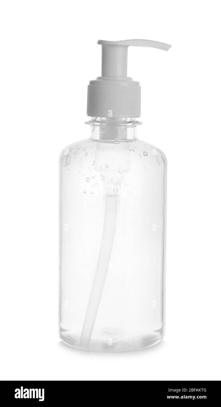 Bottle of disinfectant on white background Stock Photo - Alamy