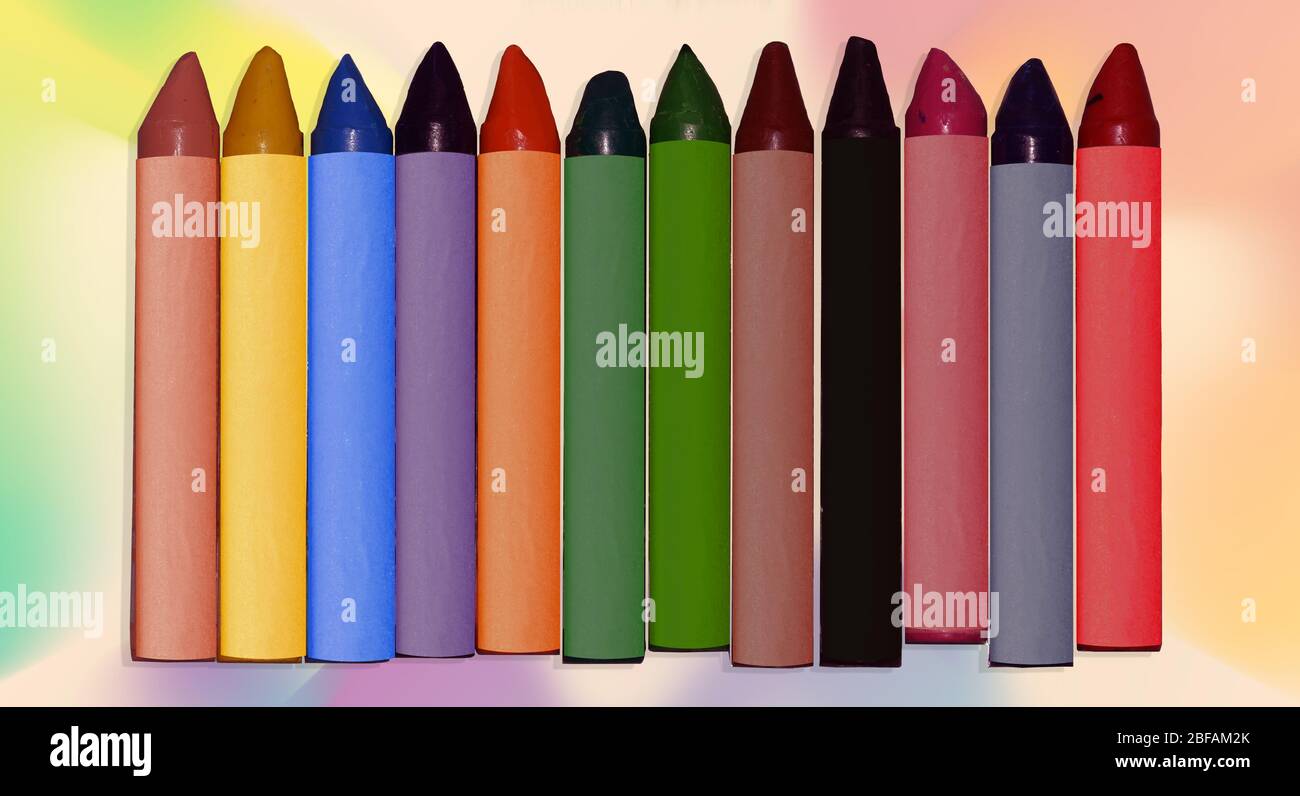 Colorful wax Crayons or Pencils Stock Photo - Alamy