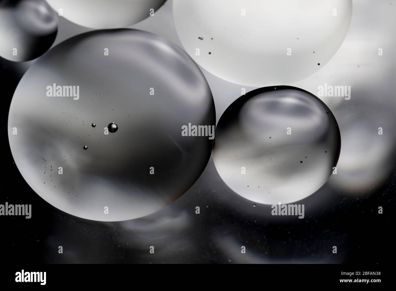 Floating round bubble spheres. Geometric 3d water droplets close up ...