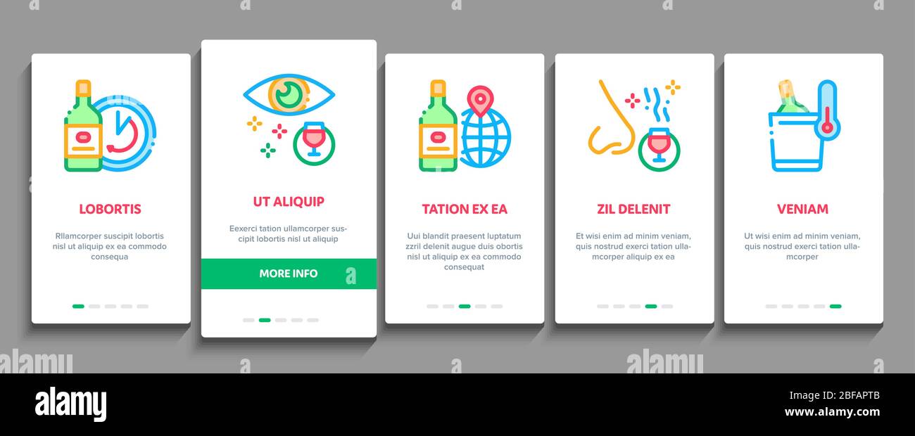 Sommelier Wine Tasting Onboarding Elements Icons Set Vector Stock Vector Image And Art Alamy