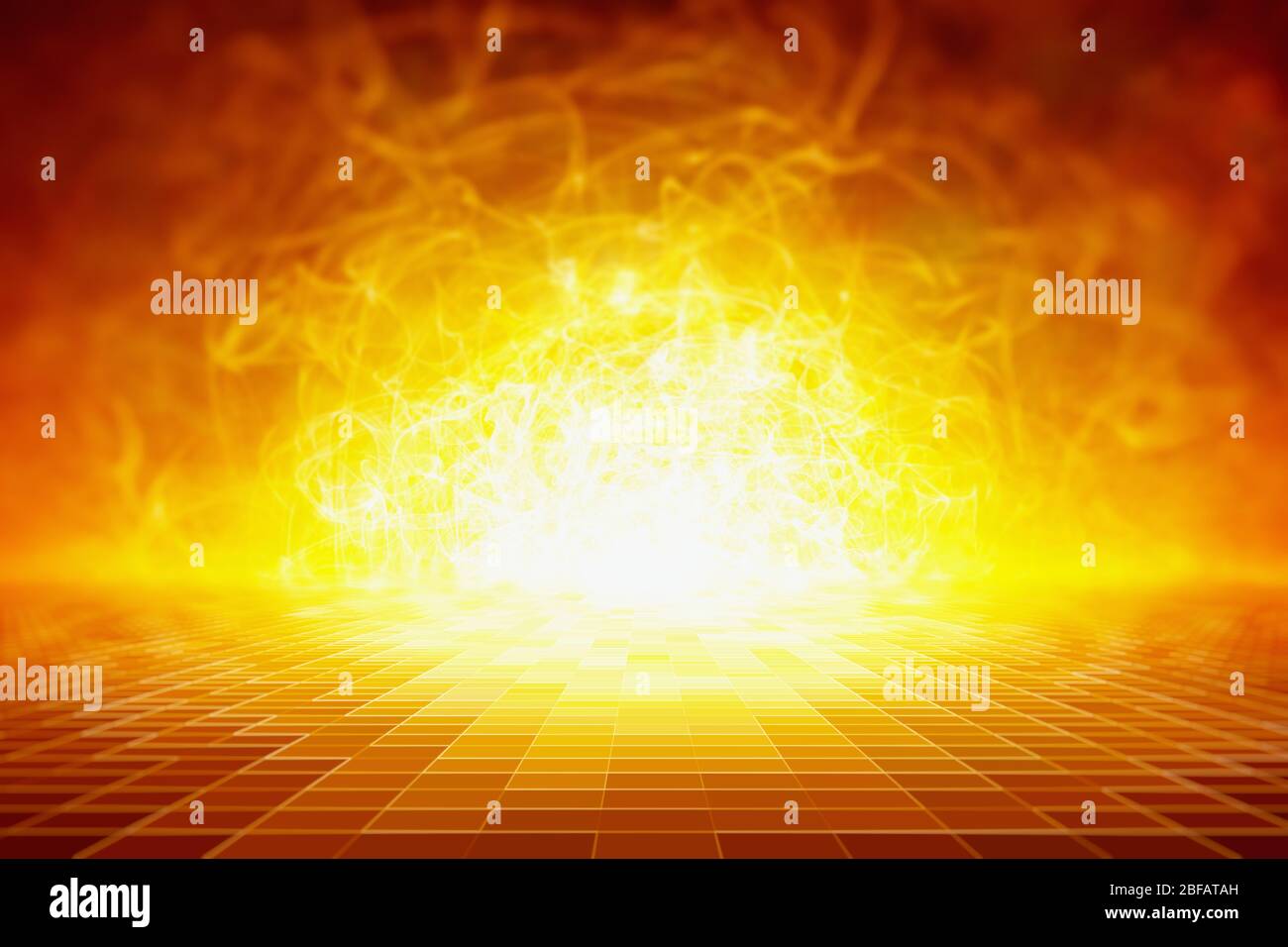 Abstract scientific background - powerful red explosion, concentrated ...