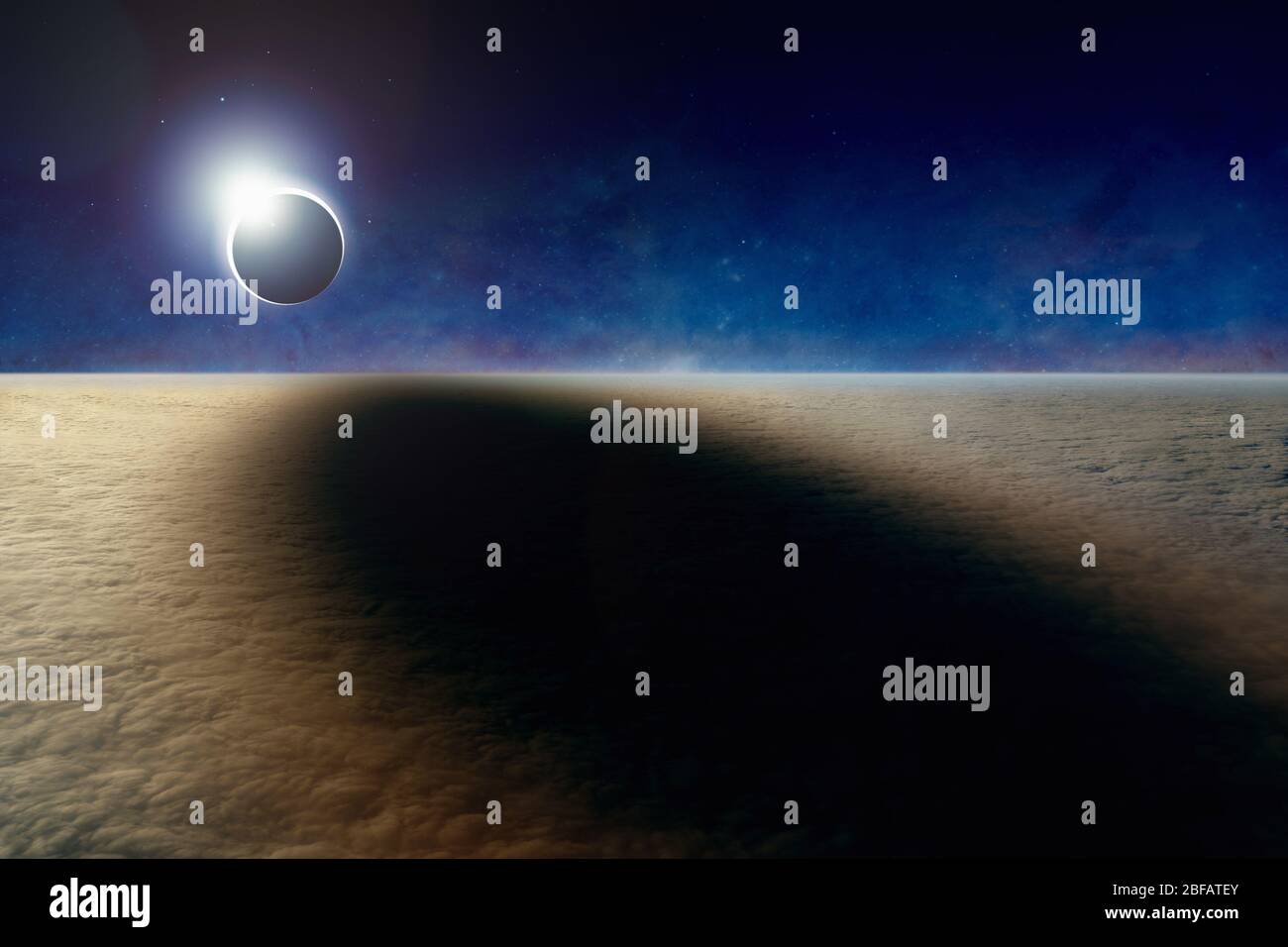 Scientific background - aerial view of total solar eclipse, mysterious ...
