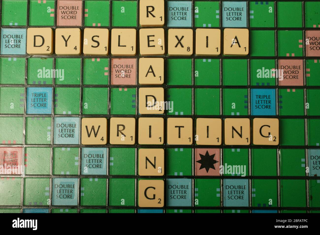 The words, 'dyslexia,' 'reading' and 'writing' are spelled out using ...