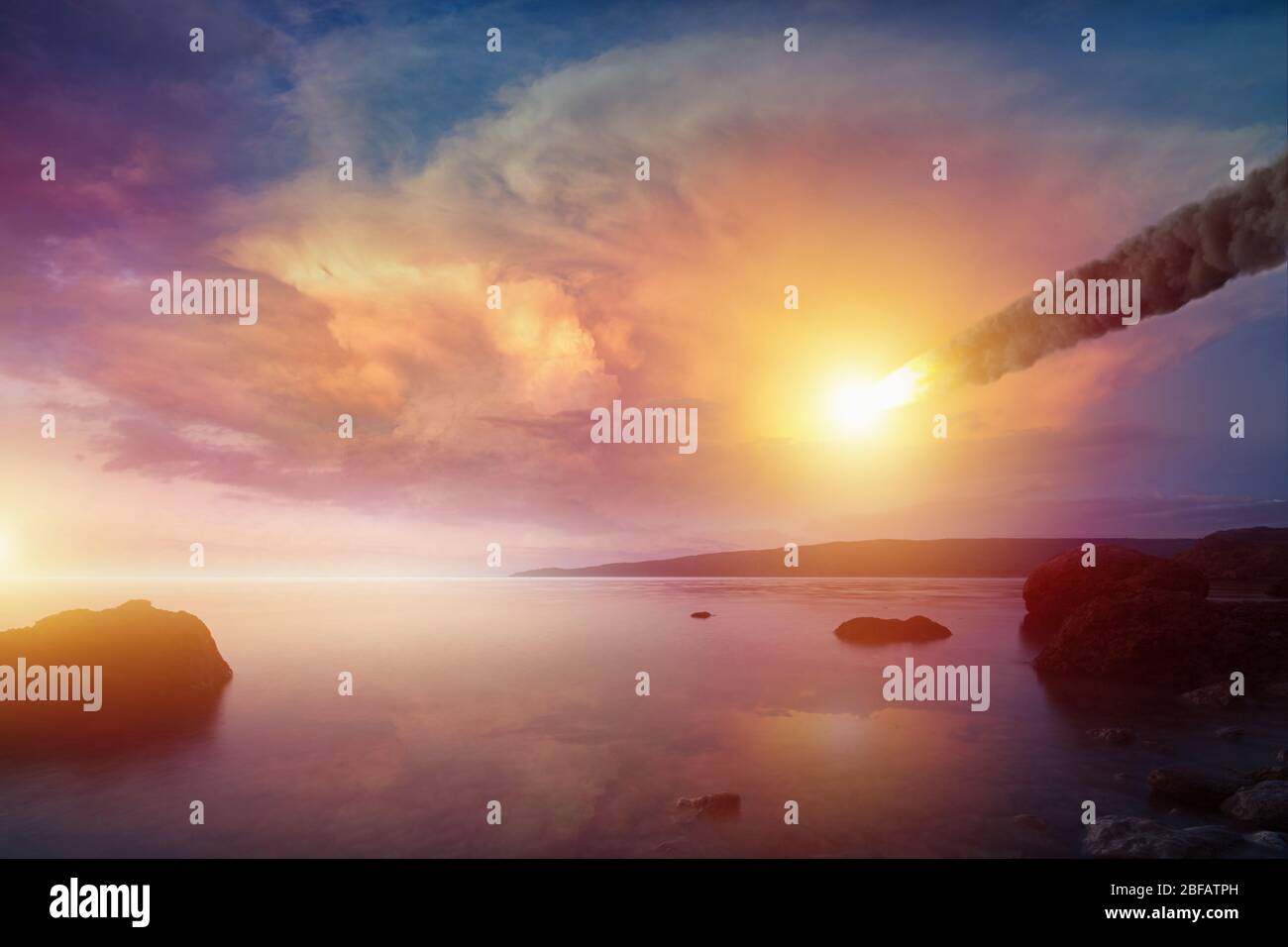 Apocalyptic background - asteroid impact, end of world, judgment day ...