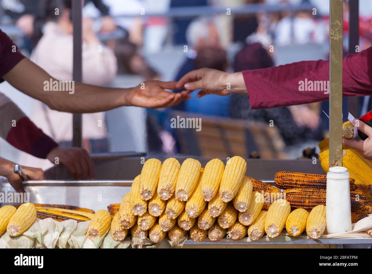 Boiled and roasted corn - popular turkish street fast healthy food in ...