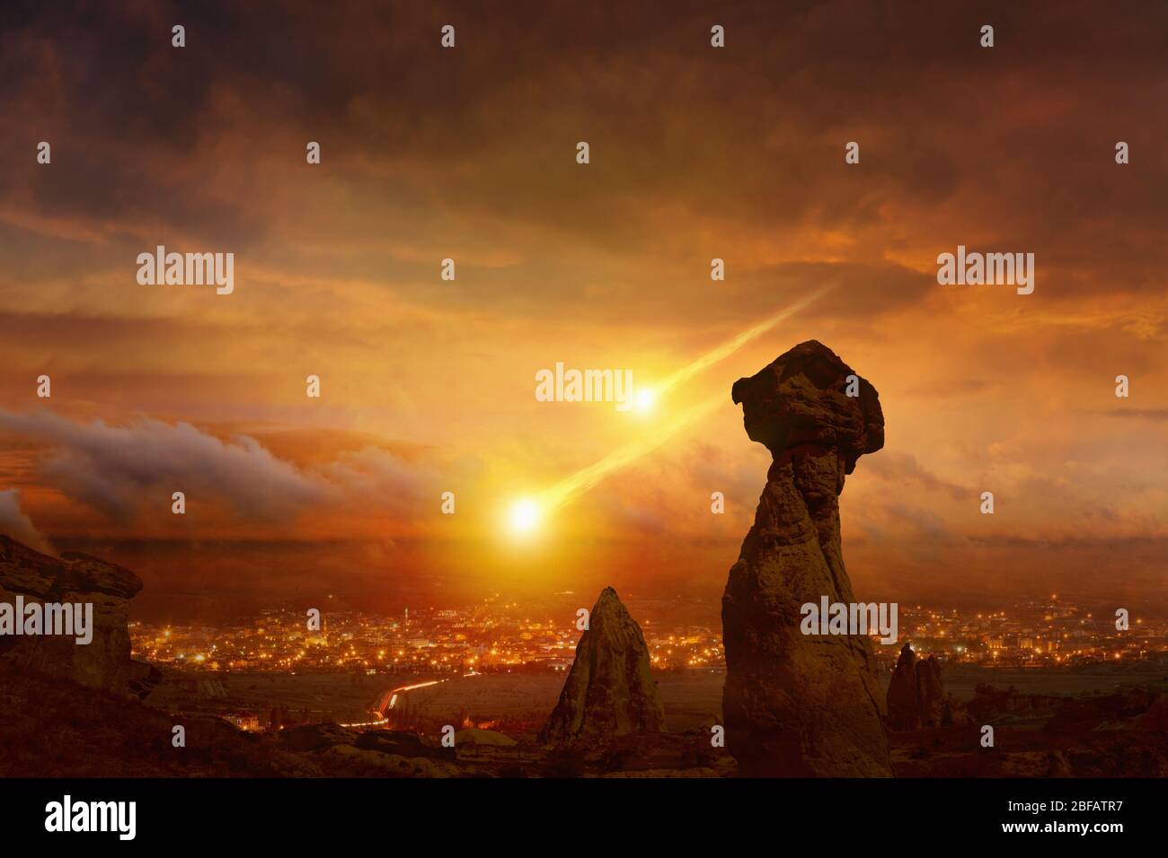 Dramatic apocalyptic background - judgment day, end of world, asteroid ...