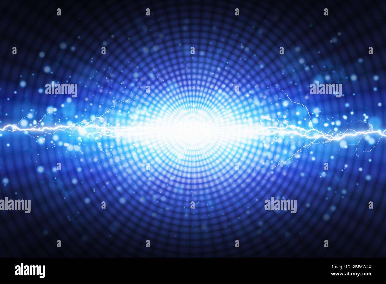 Powerful electric high voltage short circuit, bright flash of blue ...