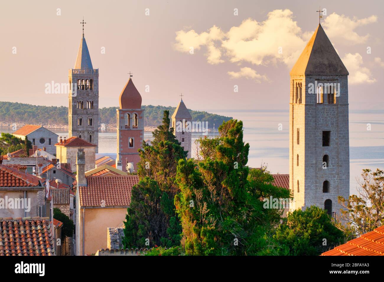 View of the town of Rab, Croatian tourist resort famous for its four ...