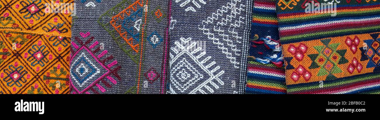 Bhutan, Thimphu. Traditional Bhutanese hand woven textiles, wool Stock ...