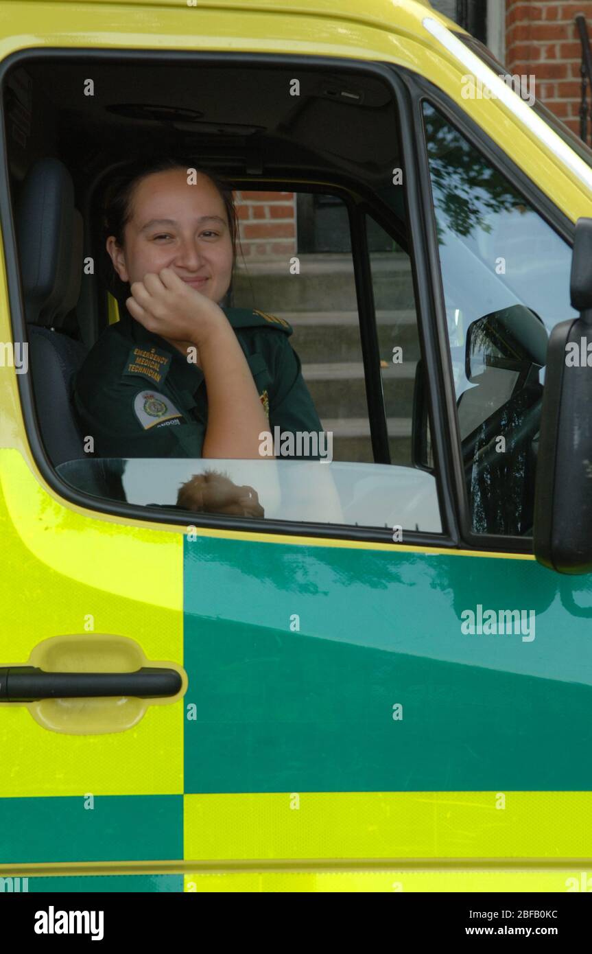London ambulance driver sitting at the wheel of an ambulance Stock ...