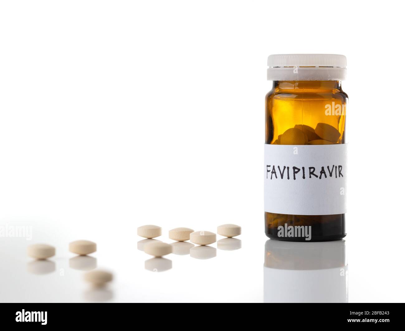 Favipiravir experimental drug for treating covid 19 on white background ...