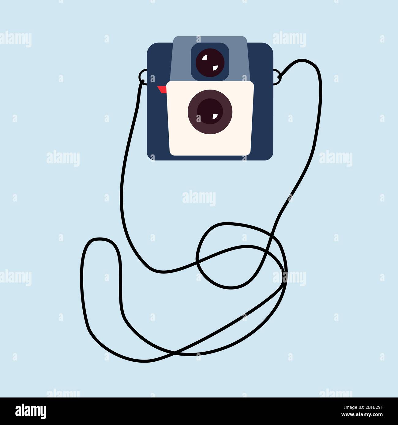 Retro film camera with strap vector in flat design Stock Vector Image ...