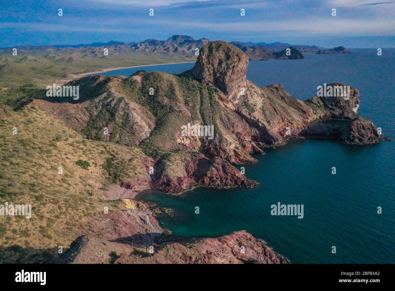 Aerial view of Cerro and Playa el Colorado in Sonora Mexico. rocky ...
