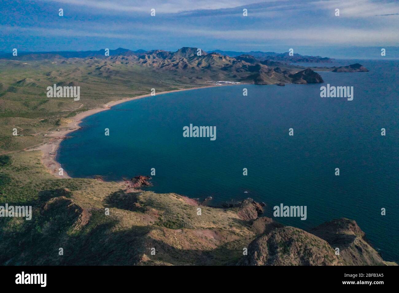 Aerial view of Cerro and Playa el Colorado in Sonora Mexico. rocky ...