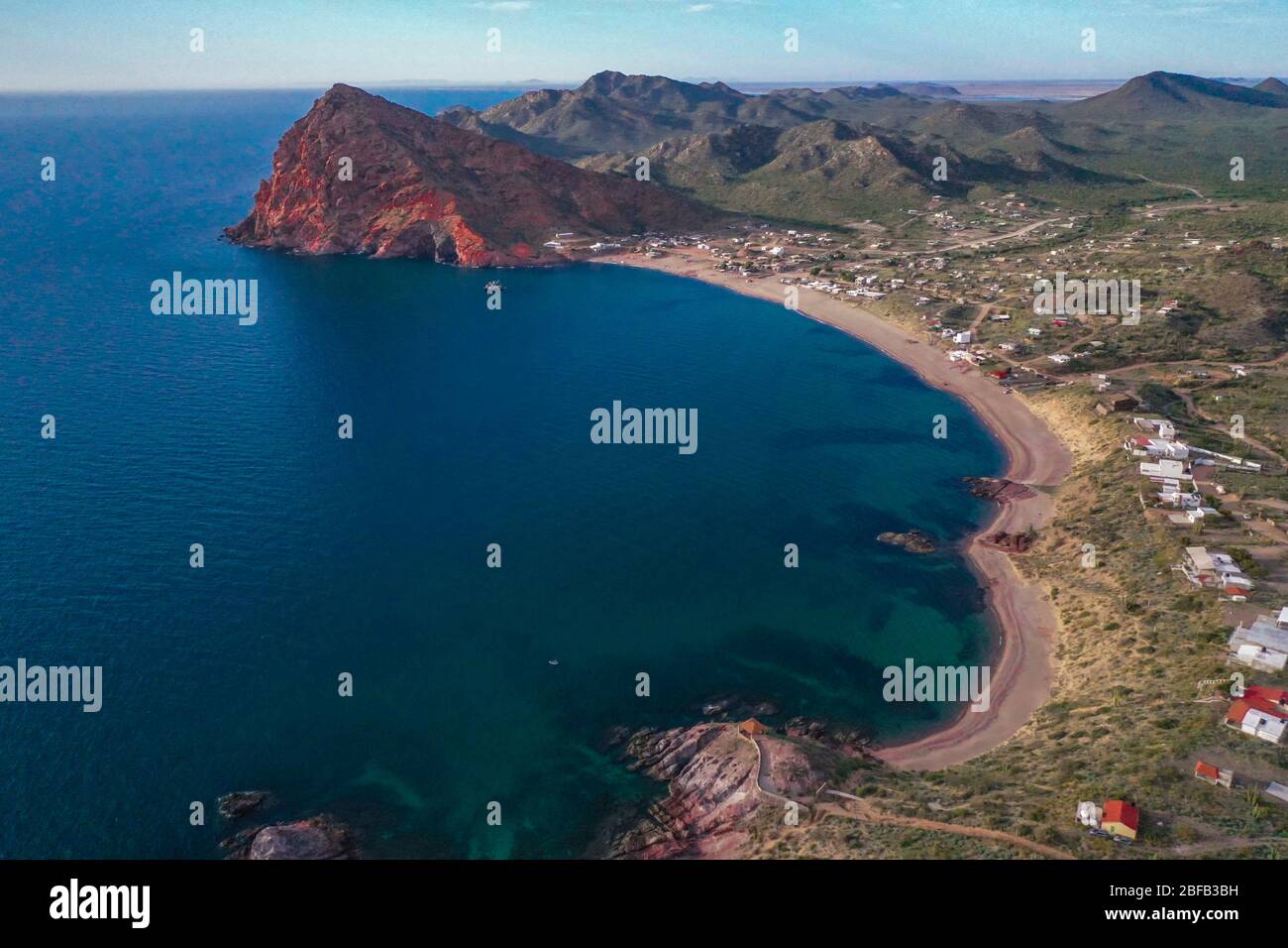 Aerial view of Cerro and Playa el Colorado in Sonora Mexico. rocky ...