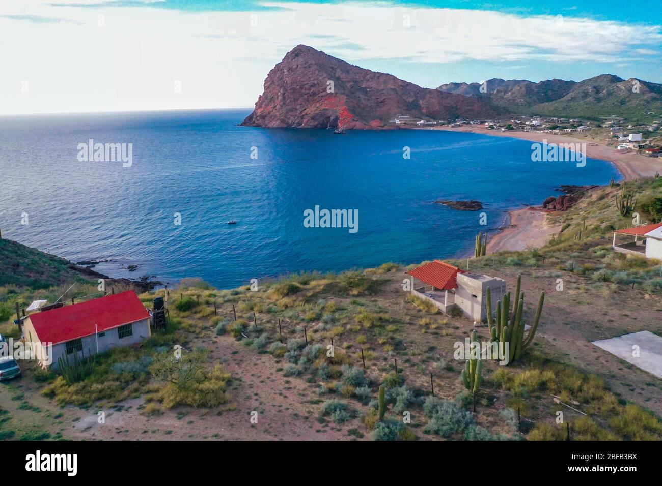 Aerial view of Cerro and Playa el Colorado in Sonora Mexico. rocky ...