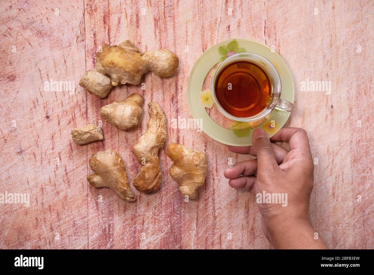 high angle view of ginger tea on table Stock Photo - Alamy