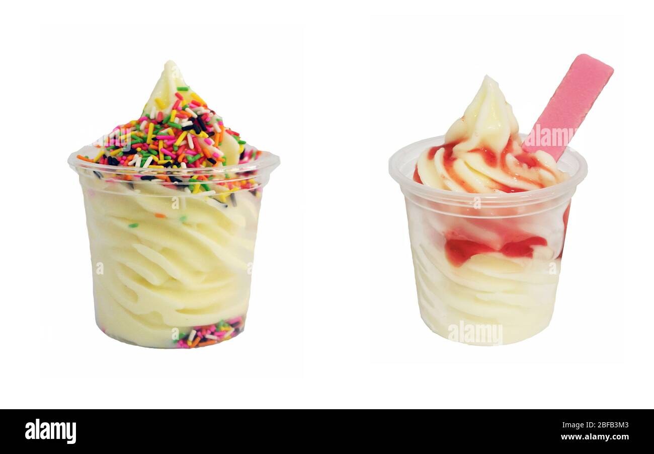 soft serve ice cream in a cup with topping Stock Photo - Alamy