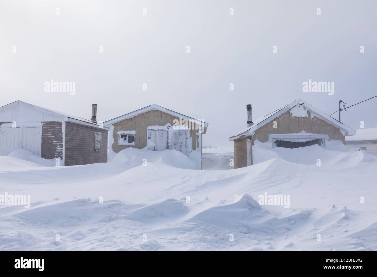 Sheds with snowdrifts in Buchans, Newfoundland, Canada Stock Photo - Alamy