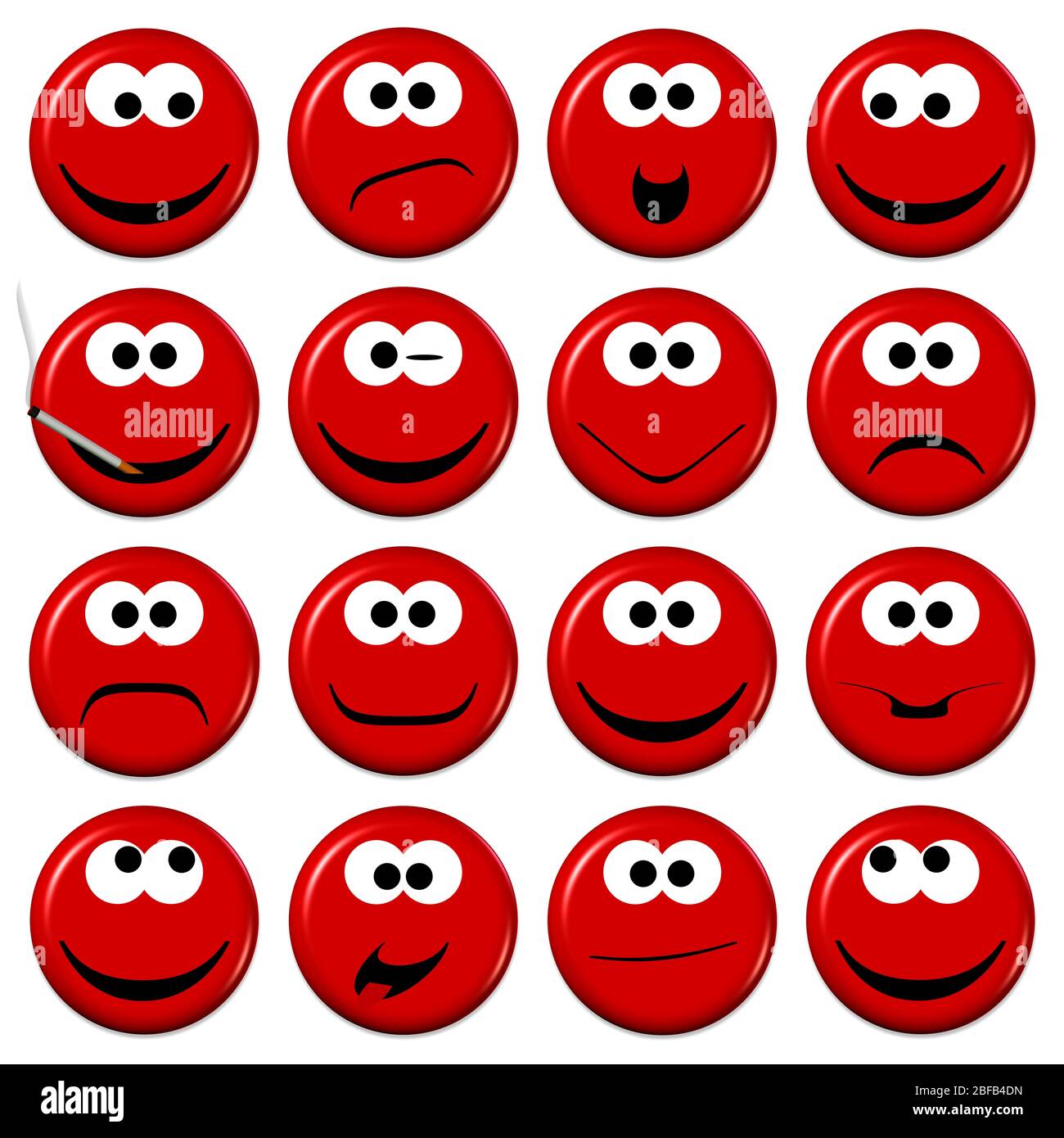 Red emojis with different moods Stock Photo - Alamy