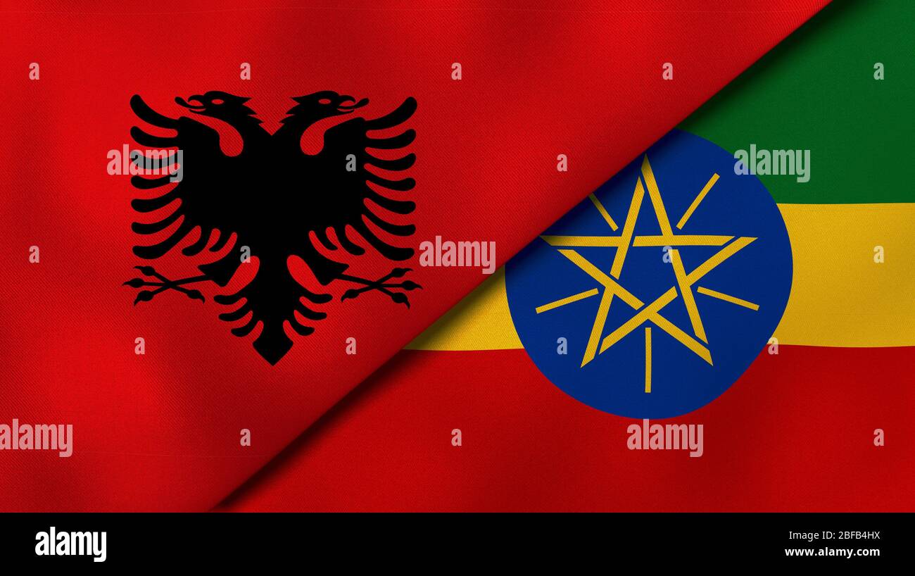 Two states flags of Albania and Ethiopia. High quality business ...