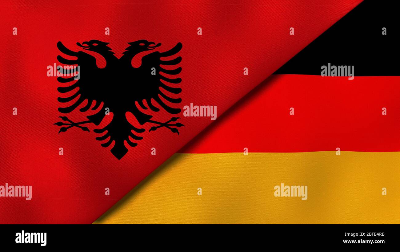 Two states flags of Albania and Germany. High quality business ...