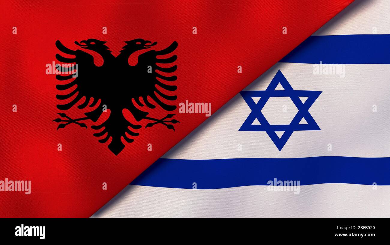 Two states flags of Albania and Israel. High quality business ...