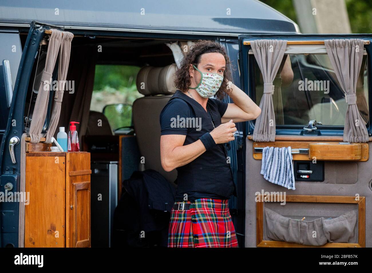 Cologne, Germany. 17th Apr, 2020. Stephan Brings, bassist, prepares ...