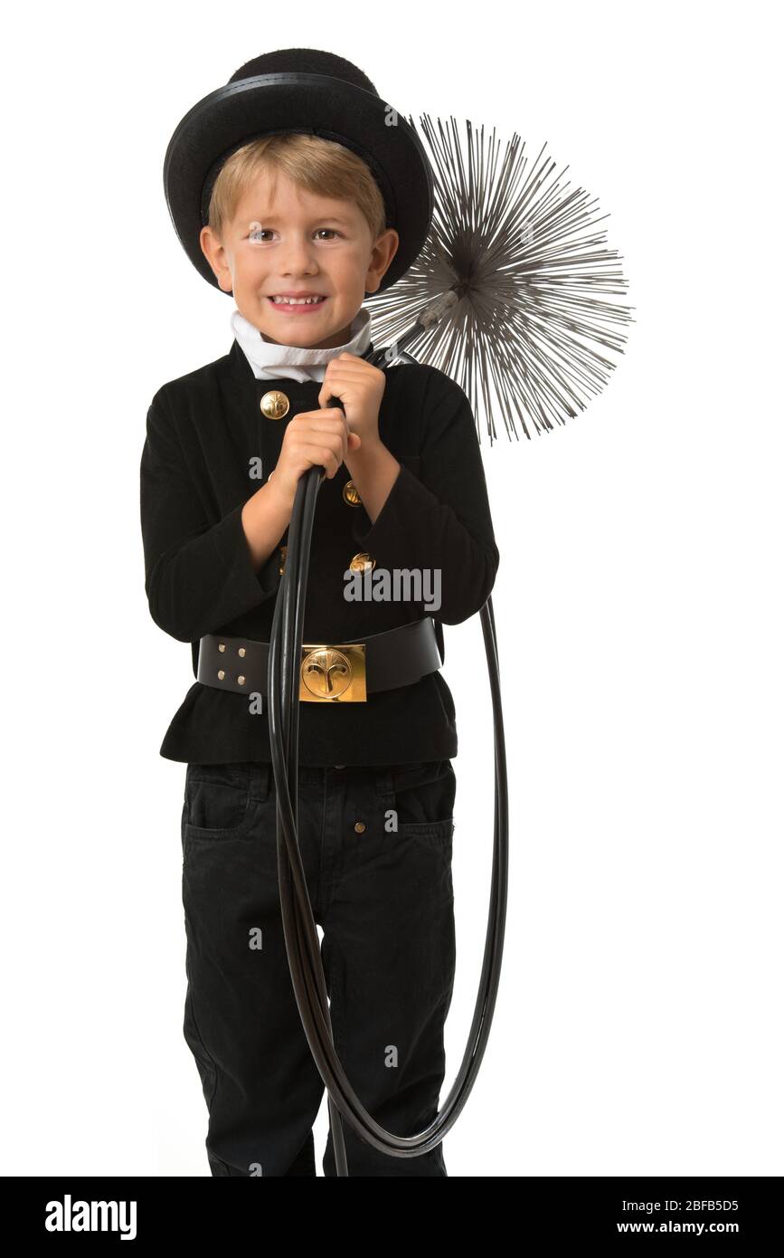 Chimney sweeper boy isolated on white Stock Photo - Alamy