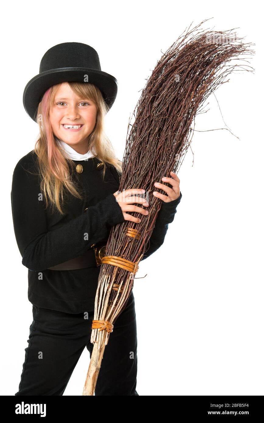 Chimney sweeper child isolated on white Stock Photo - Alamy