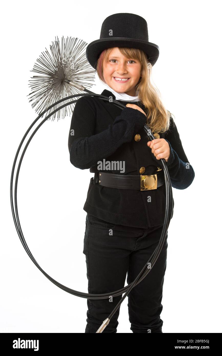 Chimney sweeper child isolated on white Stock Photo - Alamy