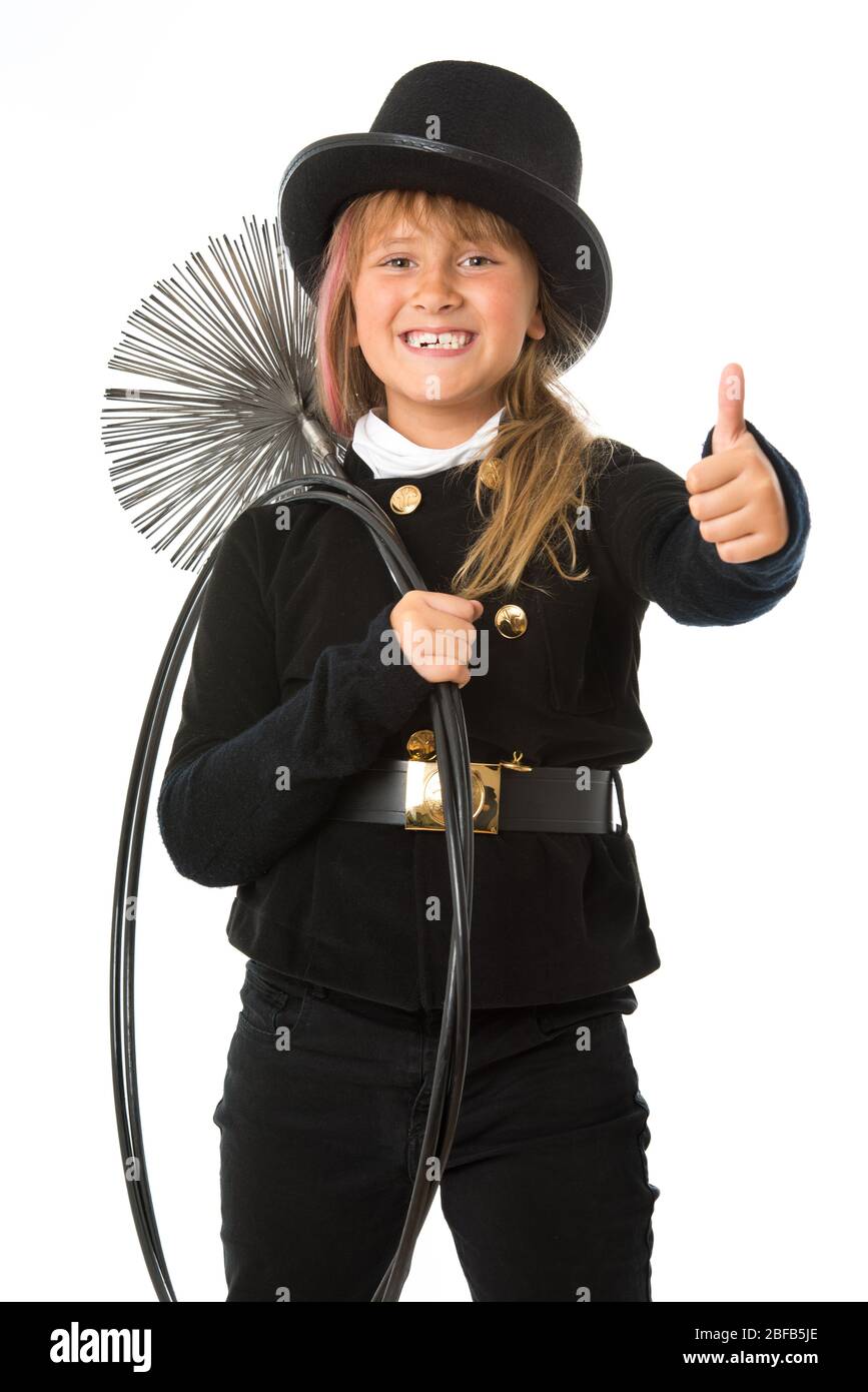 Chimney sweeper child isolated on white Stock Photo - Alamy