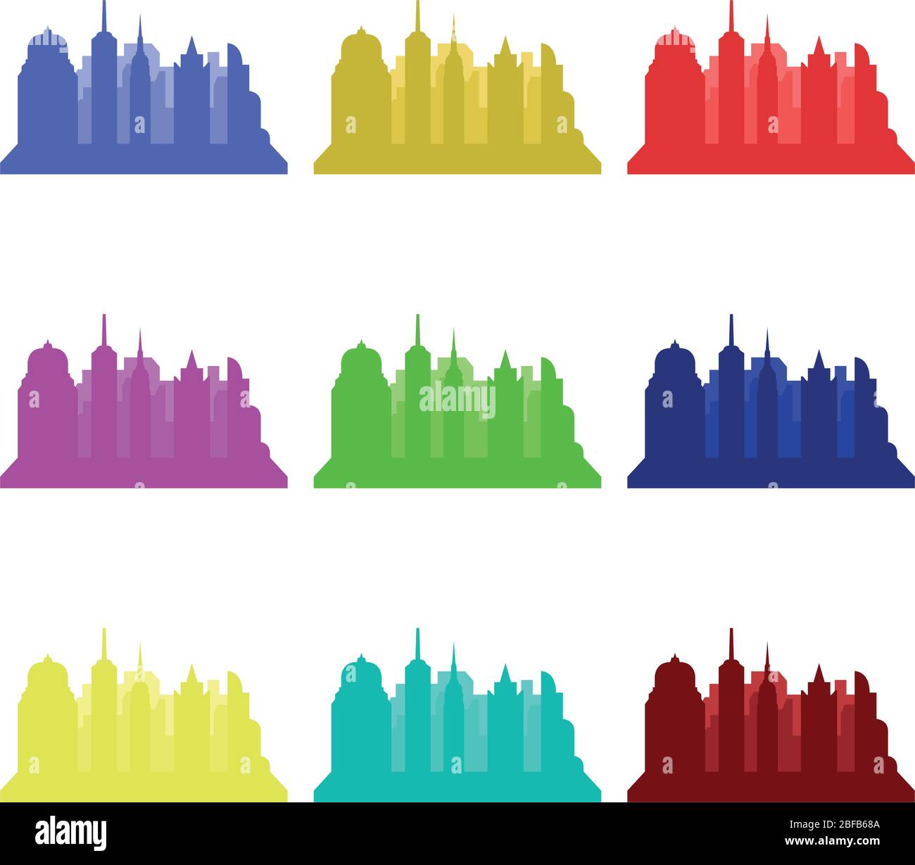 New York skyline icon illustrated in vector on white background Stock ...