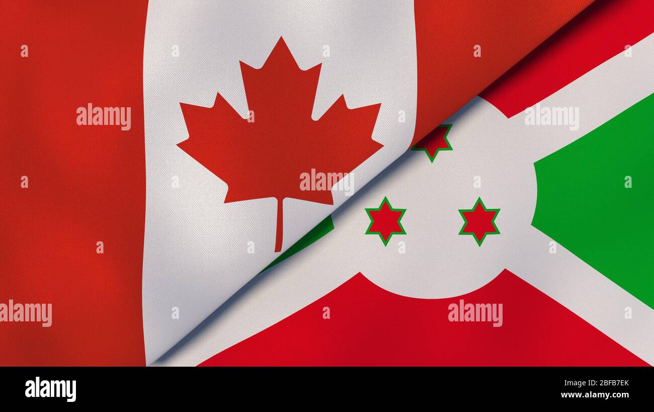 Two states flags of Canada and Burundi. High quality business ...