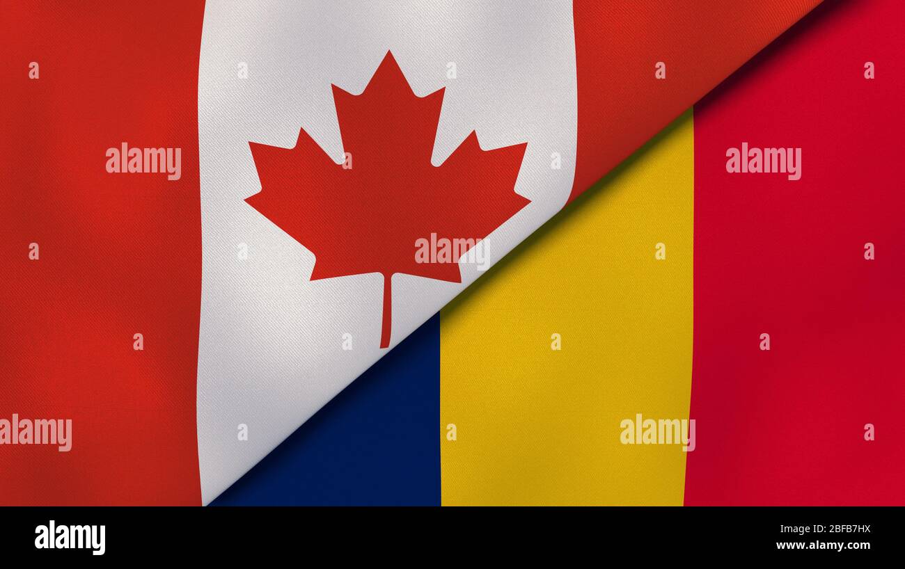 Two states flags of Canada and Chad. High quality business background ...